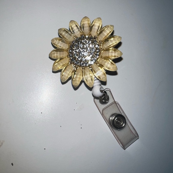 Other | Sunflower Bling Rhinestone Nurses Badge Reel | Poshmark